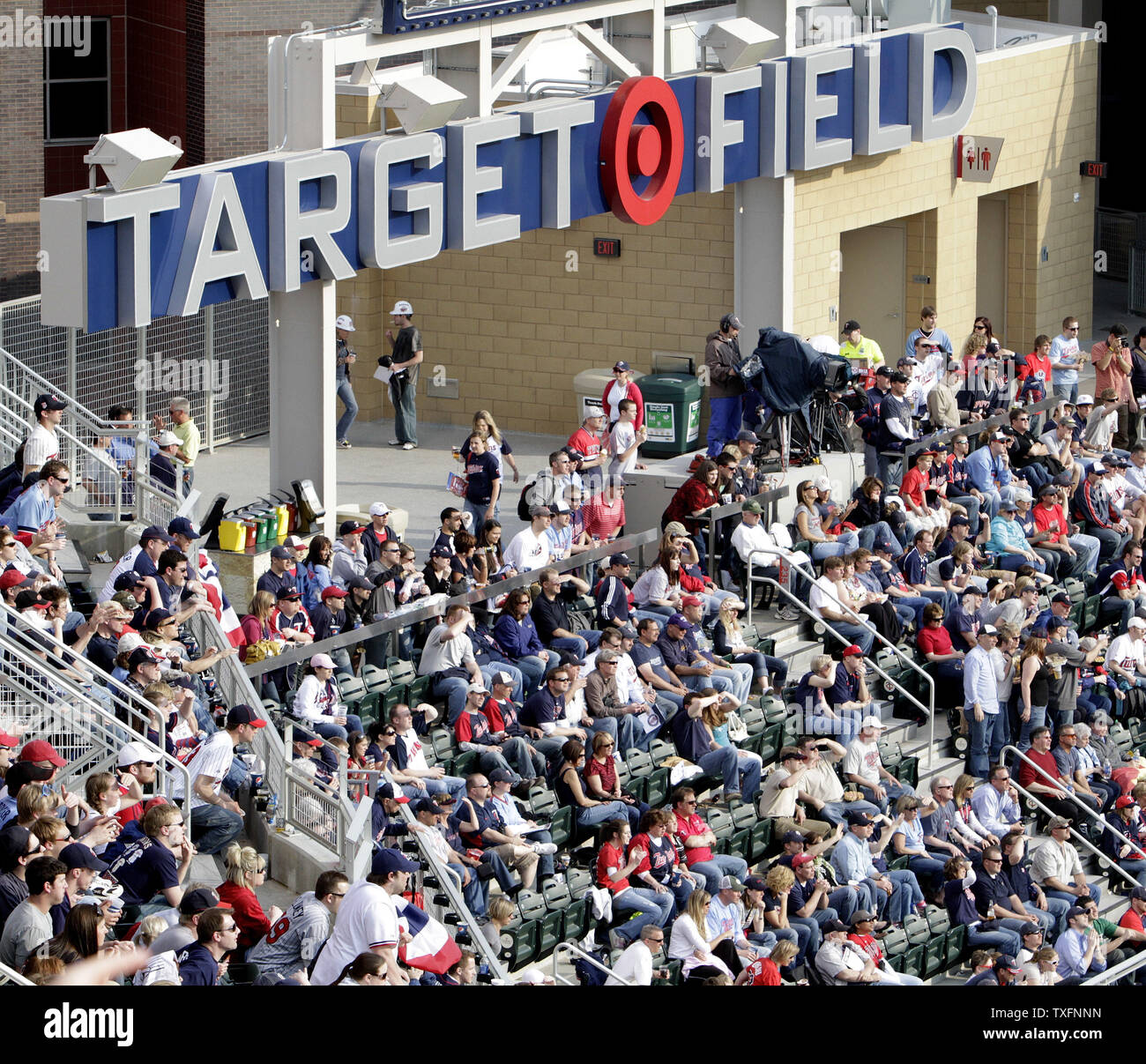 Fans watch from the outfield in the outfield on Opening Day at Target ...