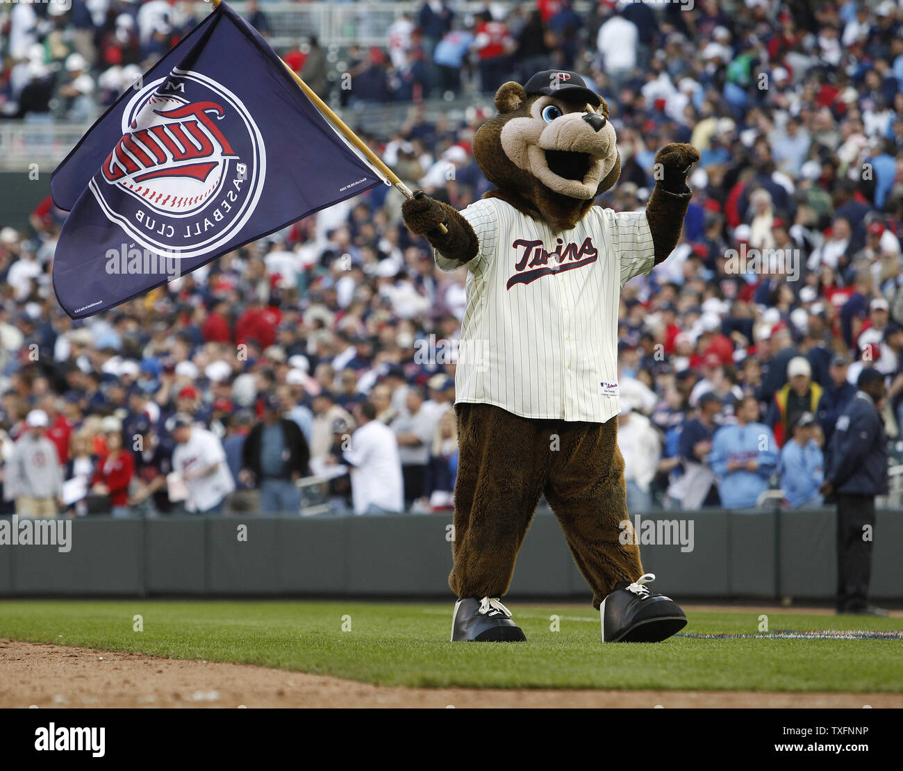 The Minnesota Twins mascot waves a flag on Opening Day at Target Field ...