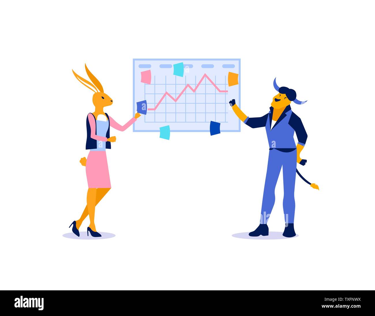 Marketing analytics, business metrics vector illustration. Investors ...