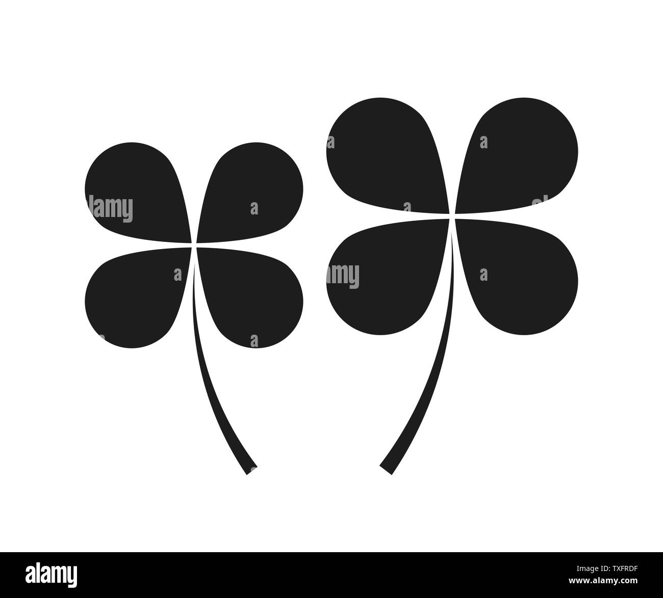 Two black clover leaves icon. Vector illustration Stock Vector Image ...