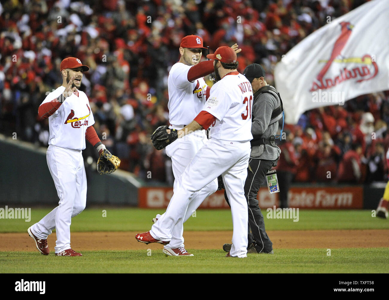 St. Louis Cardinals' Skip Schumaker (L-R), Matt Holliday and Jason ...