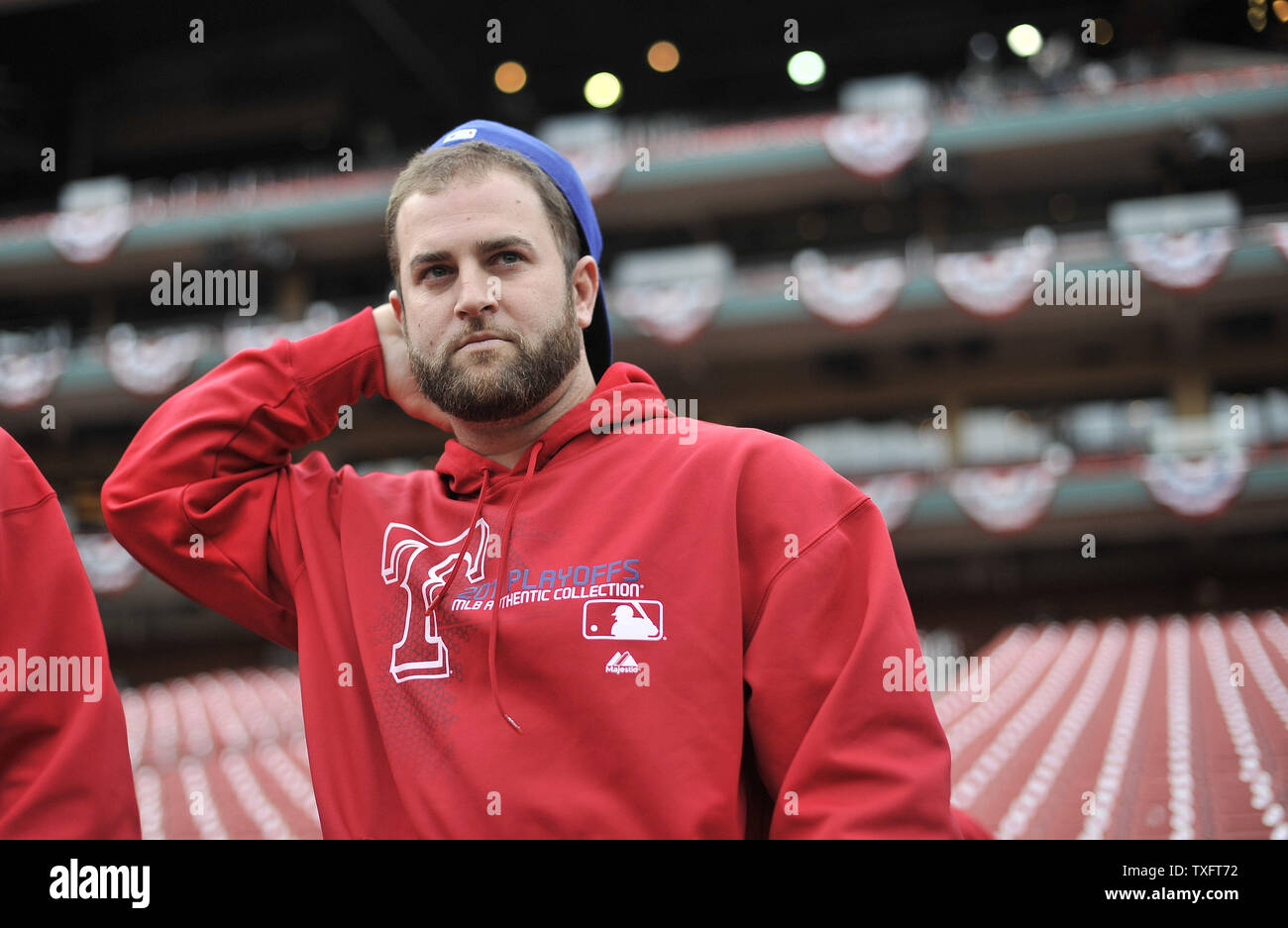 Texas Rangers catcher Mike Napoli (25) stands on the field during ...
