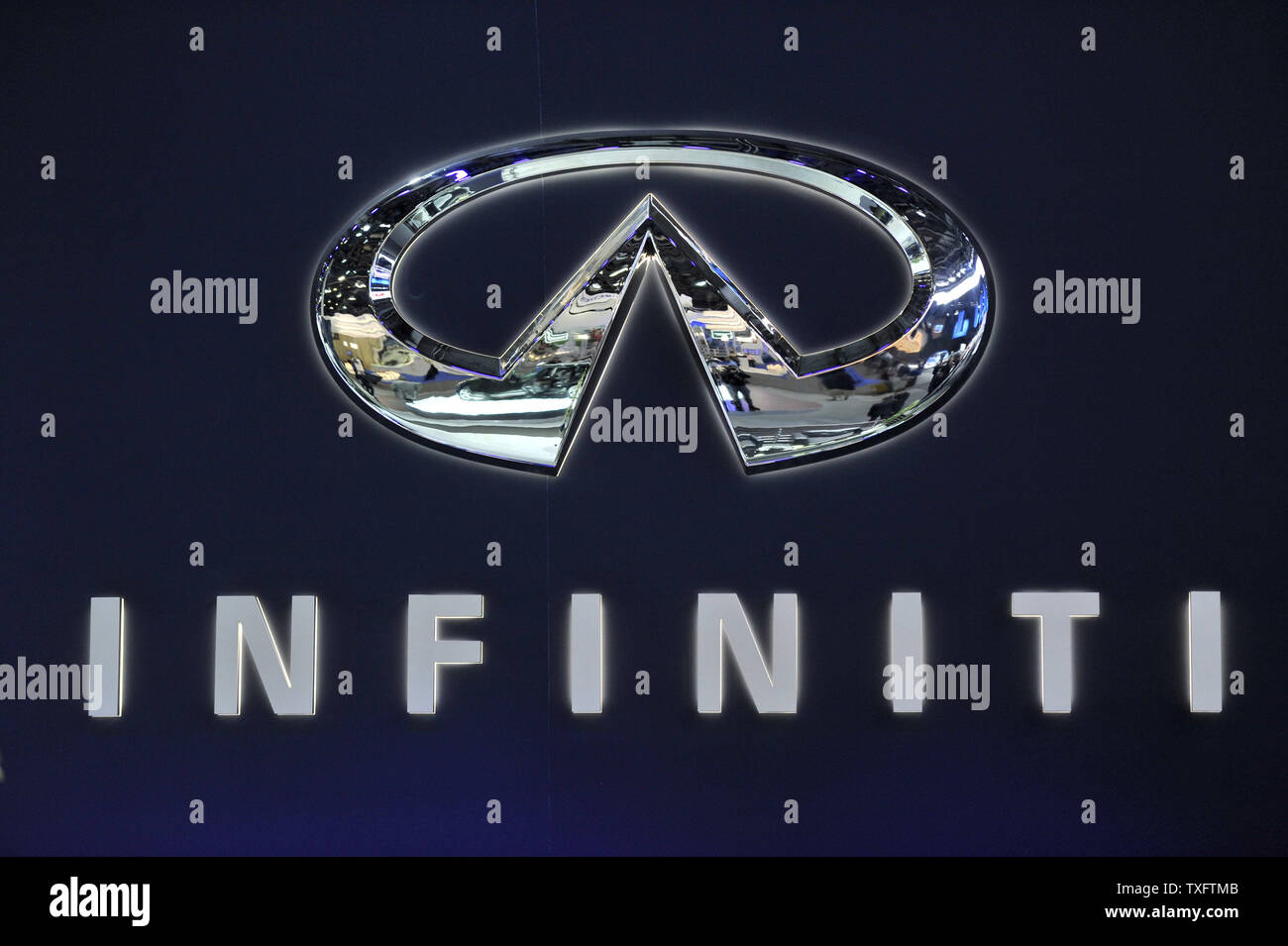 The Infiniti logo is displayed at the 2012 North American International ...