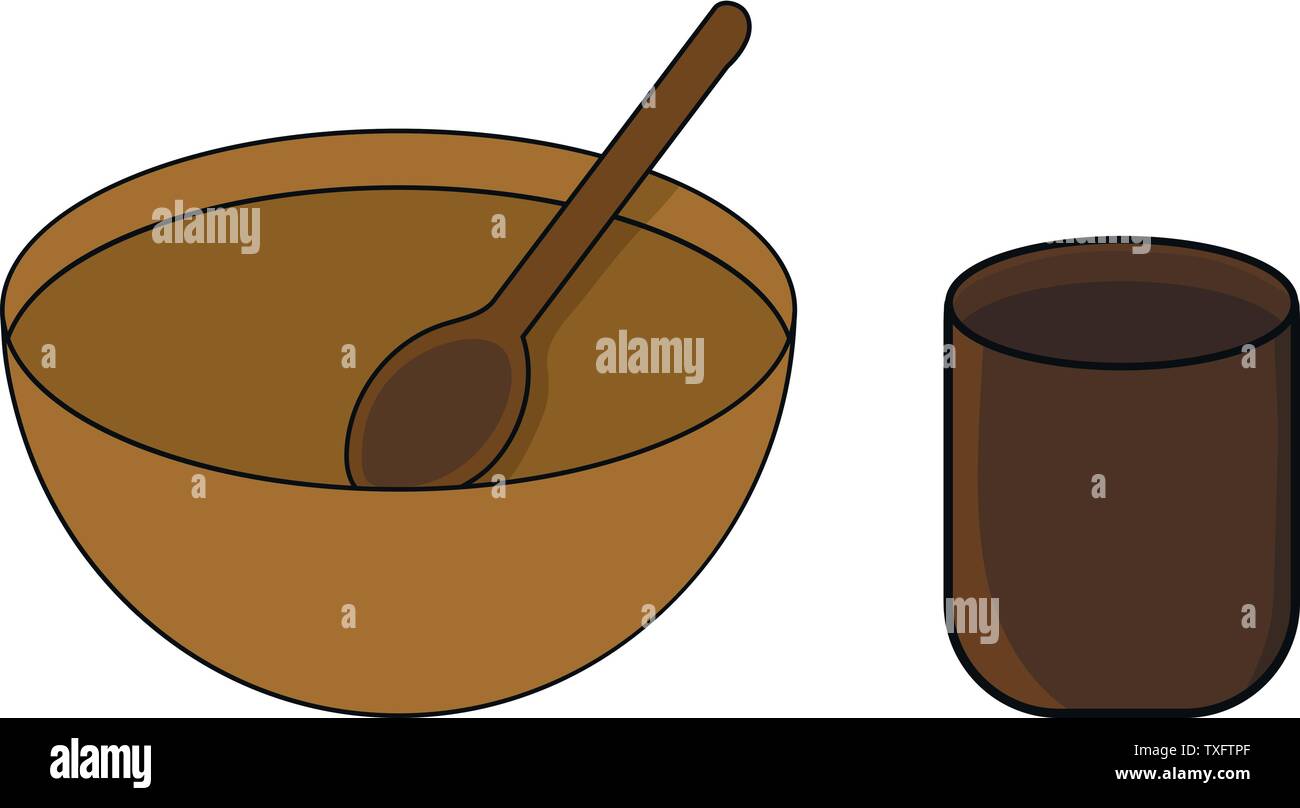 Cartoon Bowl And Spoon