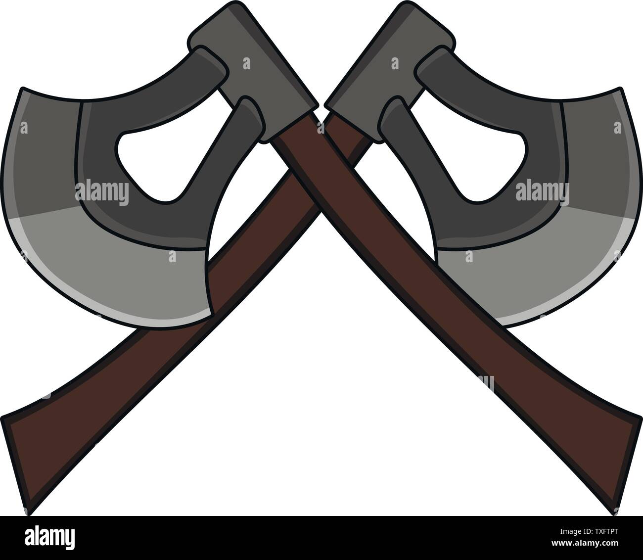 Cartoon Crossed Axe isolated on white background. Weapon for Computer ...