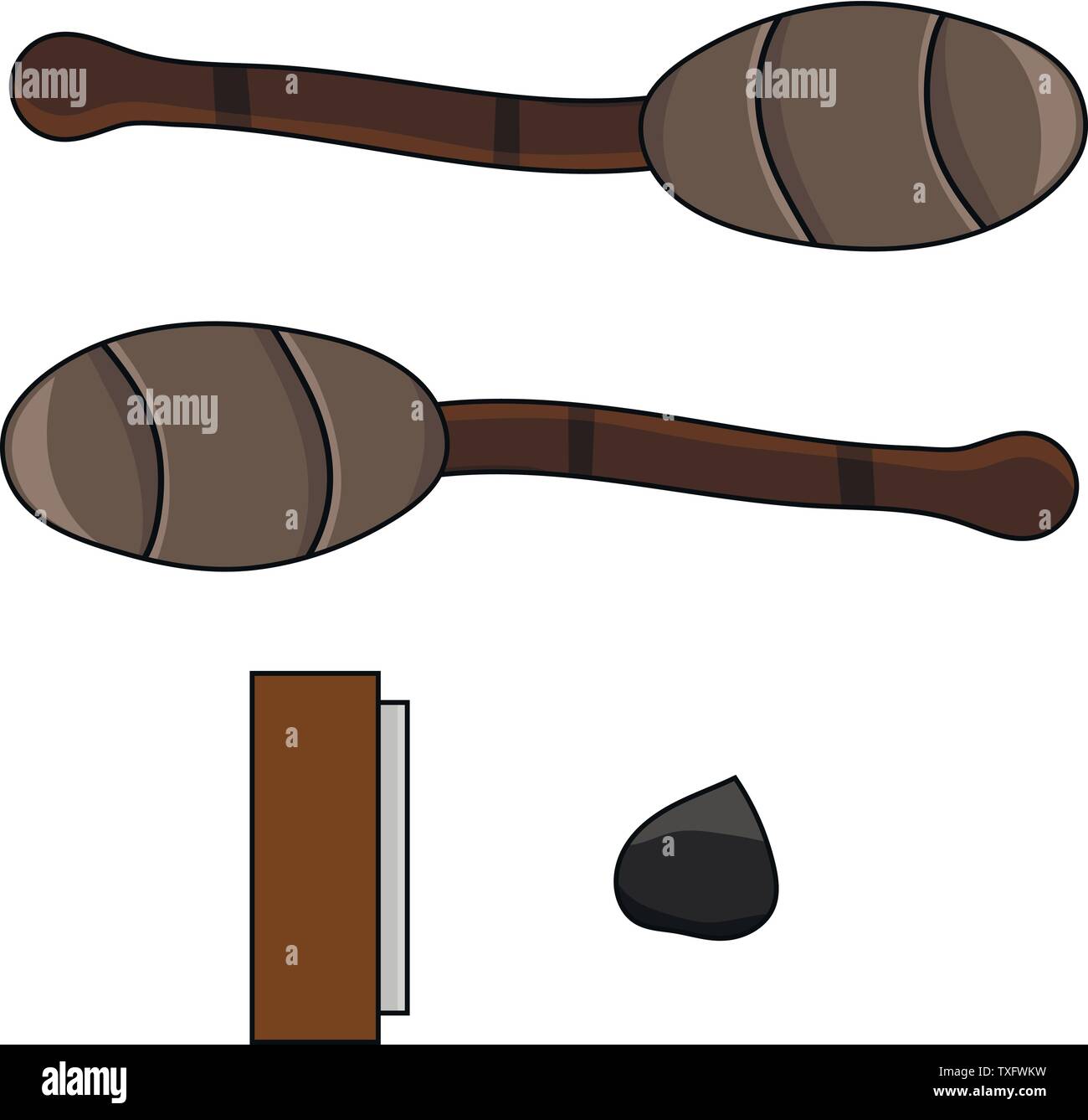 Cartoon Set of Torch and Flint isolated on white background. Adventure ...