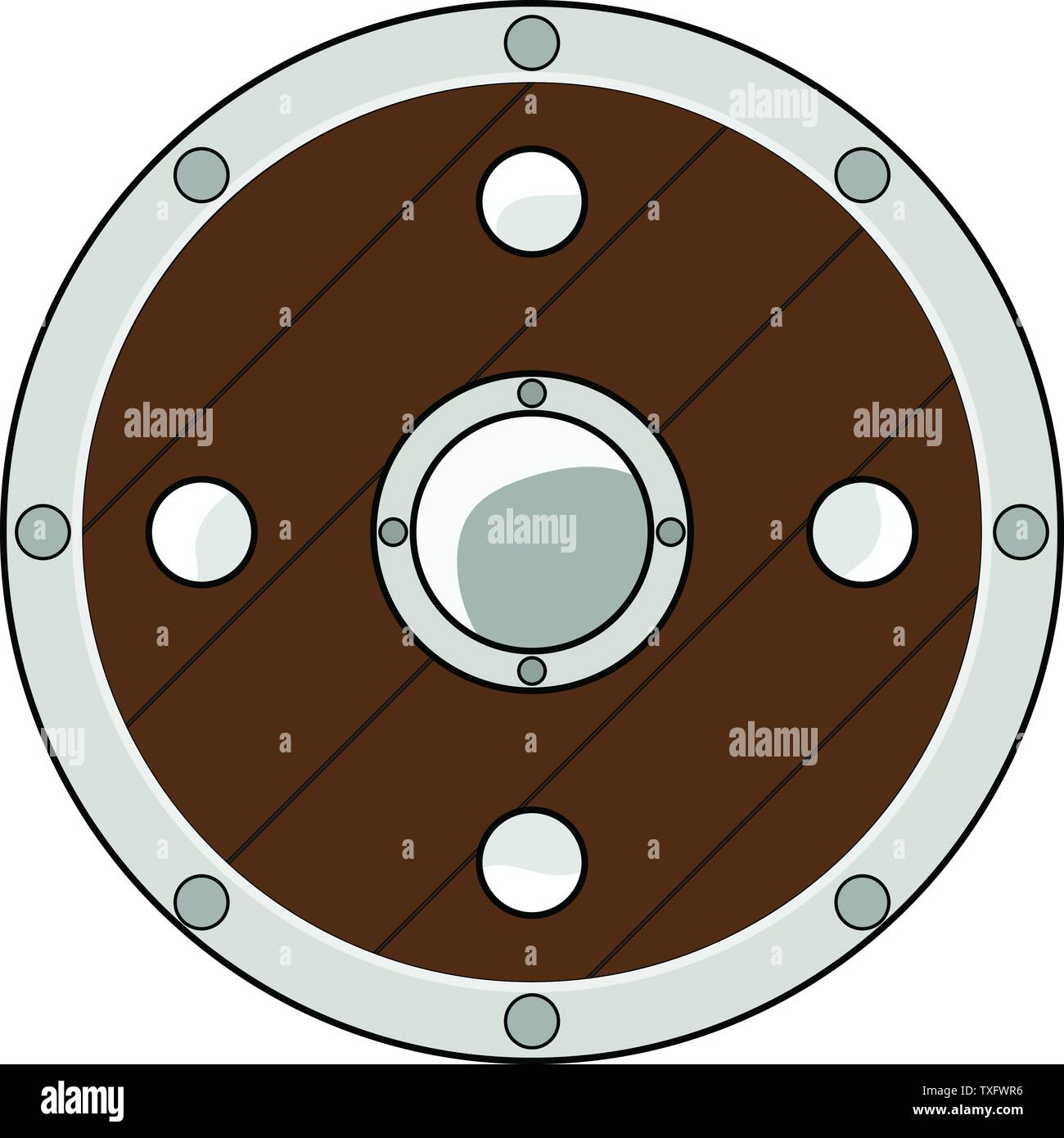 Cartoon Circle Shield isolated on white background. Knight Equipment ...