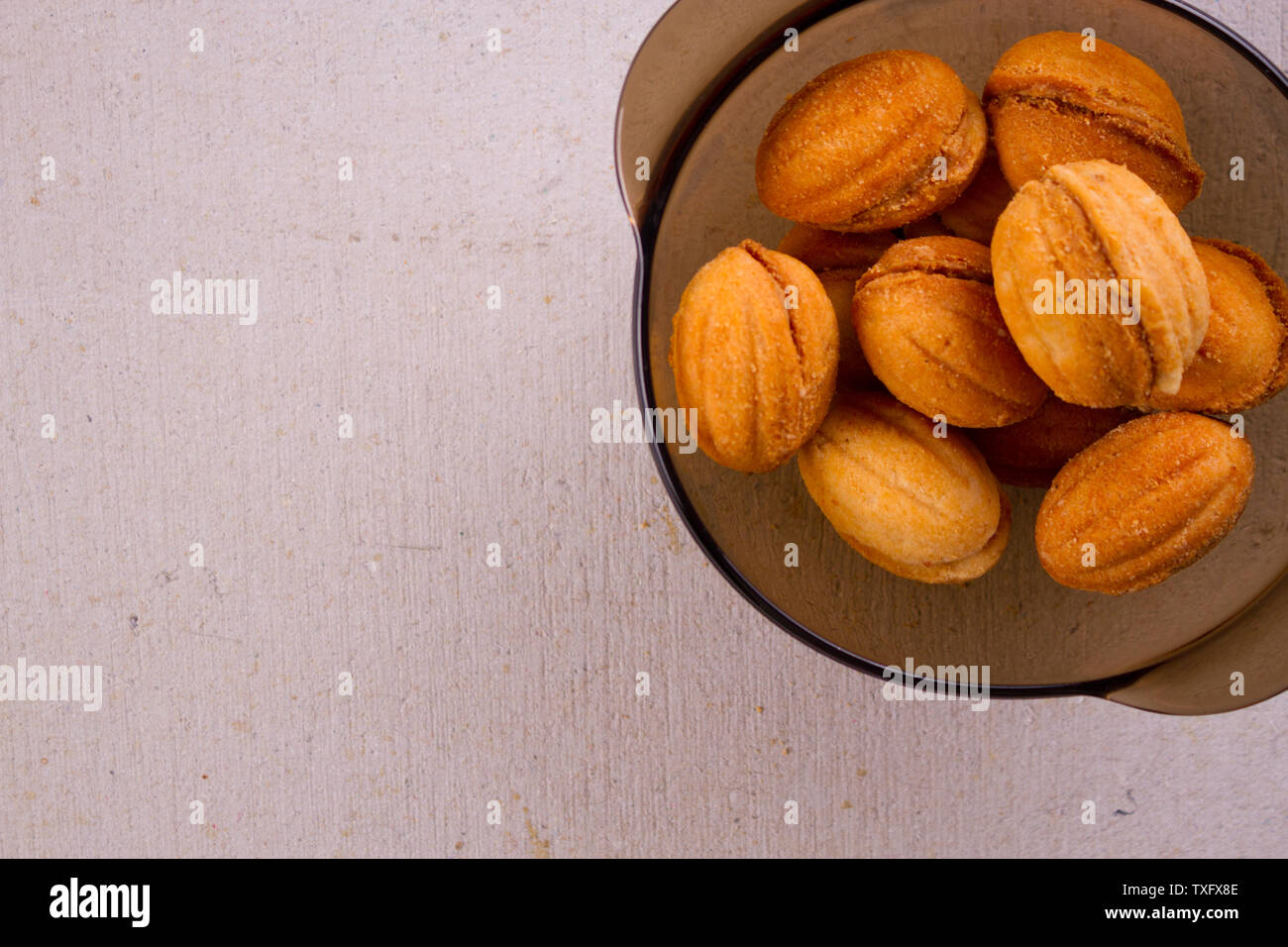 cookies with nutella in a shape of a nut Stock Photo - Alamy