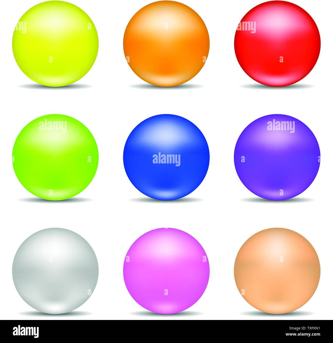 Collection of Colorful Realistic Spheres isolated on white background ...