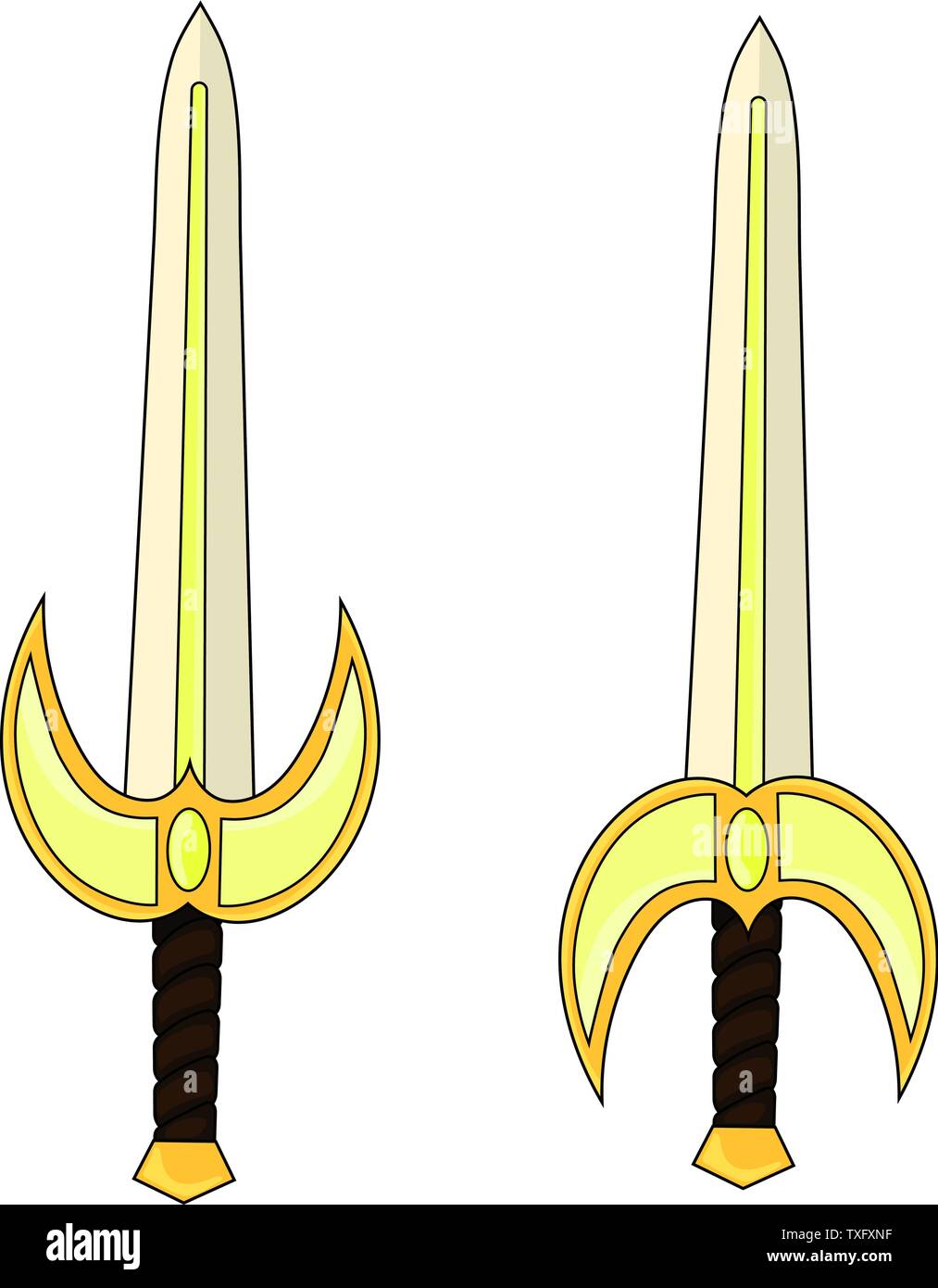 Two Variant of Cartoon Holy Sword isolated on white backround. Medieval ...