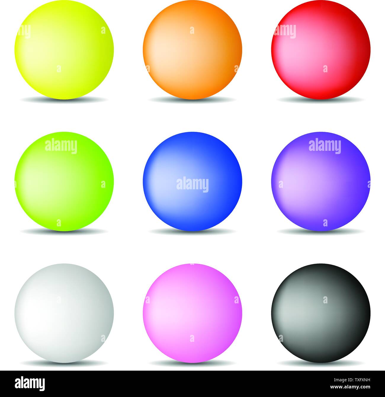 Set of Colorful Realistic Spheres isolated on white background. Glossy ...