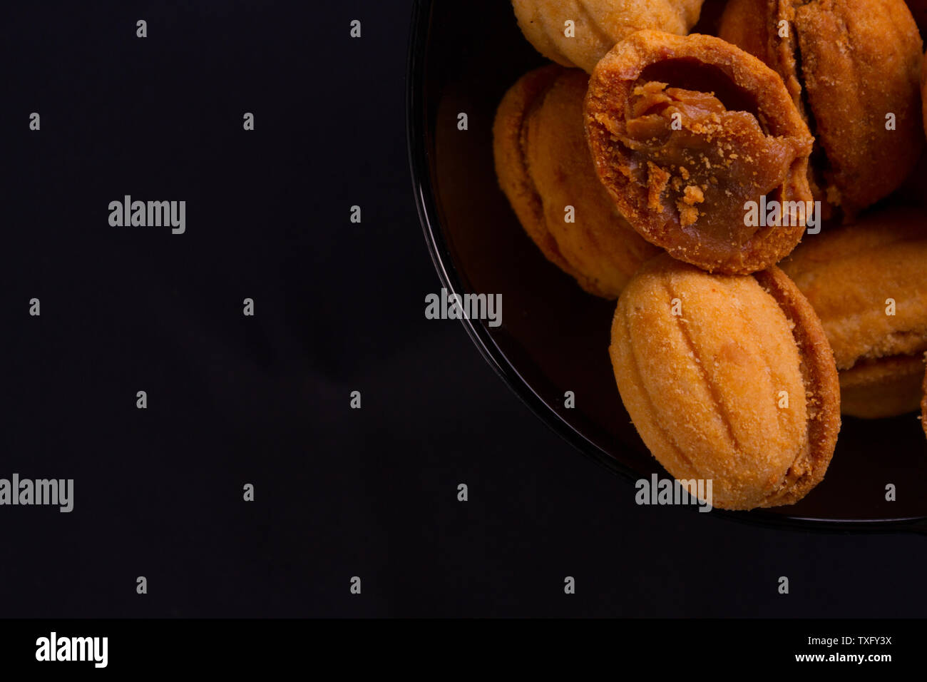 cookies with nutella in a shape of a nut Stock Photo - Alamy
