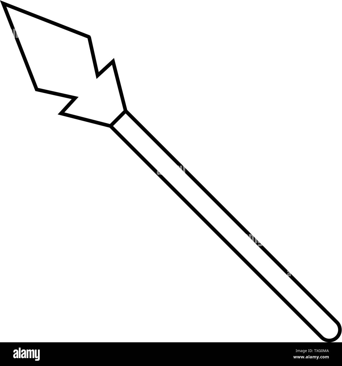 Icon outline silhouette of a spear isolated on white background. Weapon ...