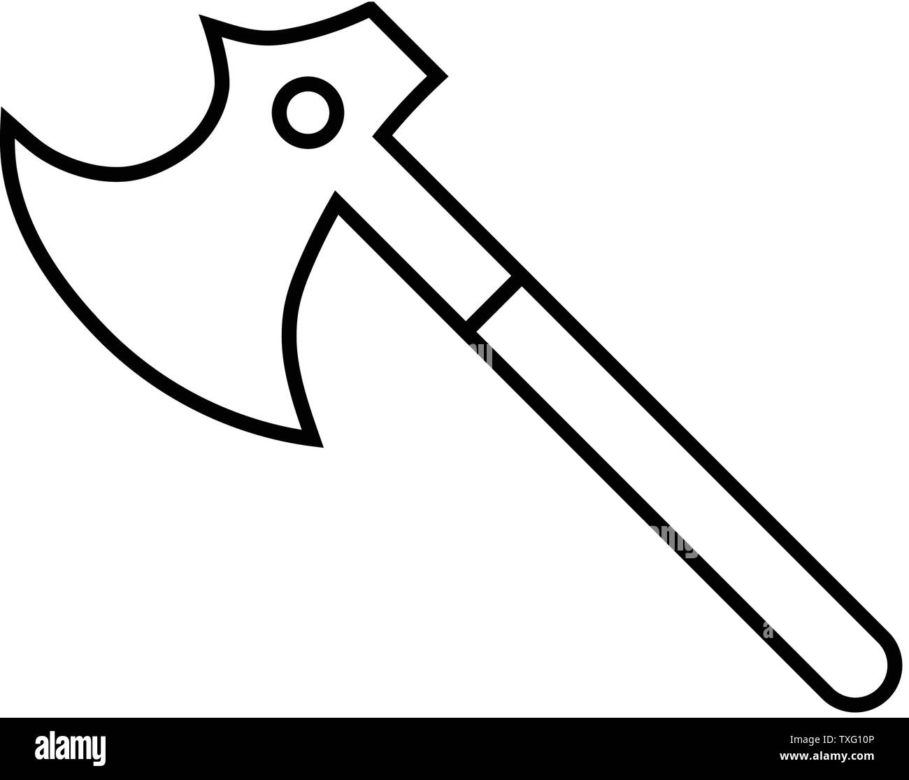 Icon outline silhouette of axe isolated on white background. Sign ...