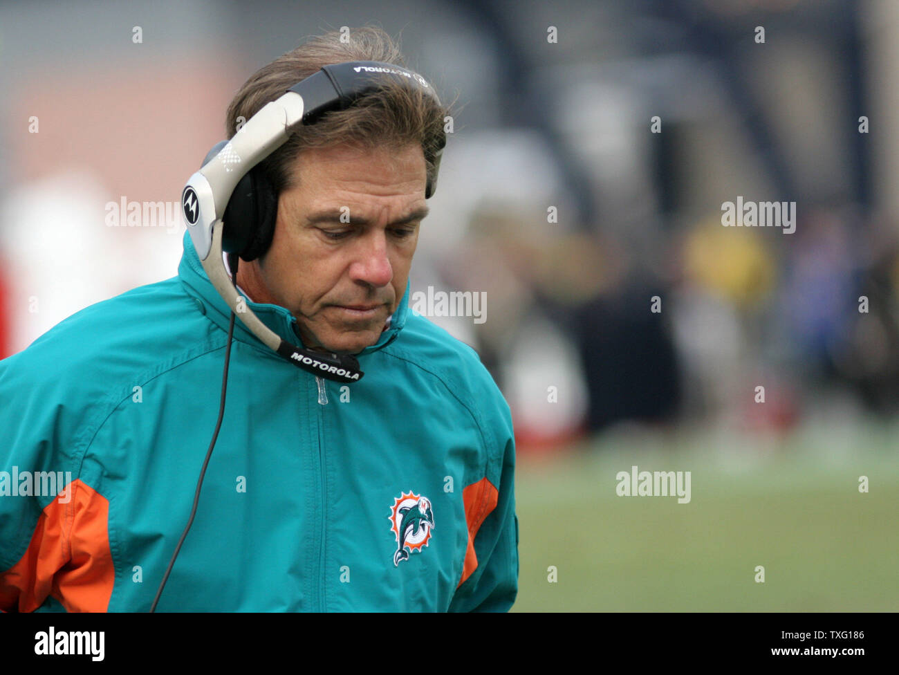 Miami Dolphins head coach Nick Saban paces the sidelines as the Miami ... Miami Dolphins head coach Nick Saban paces the sidelines as the Miami ...
