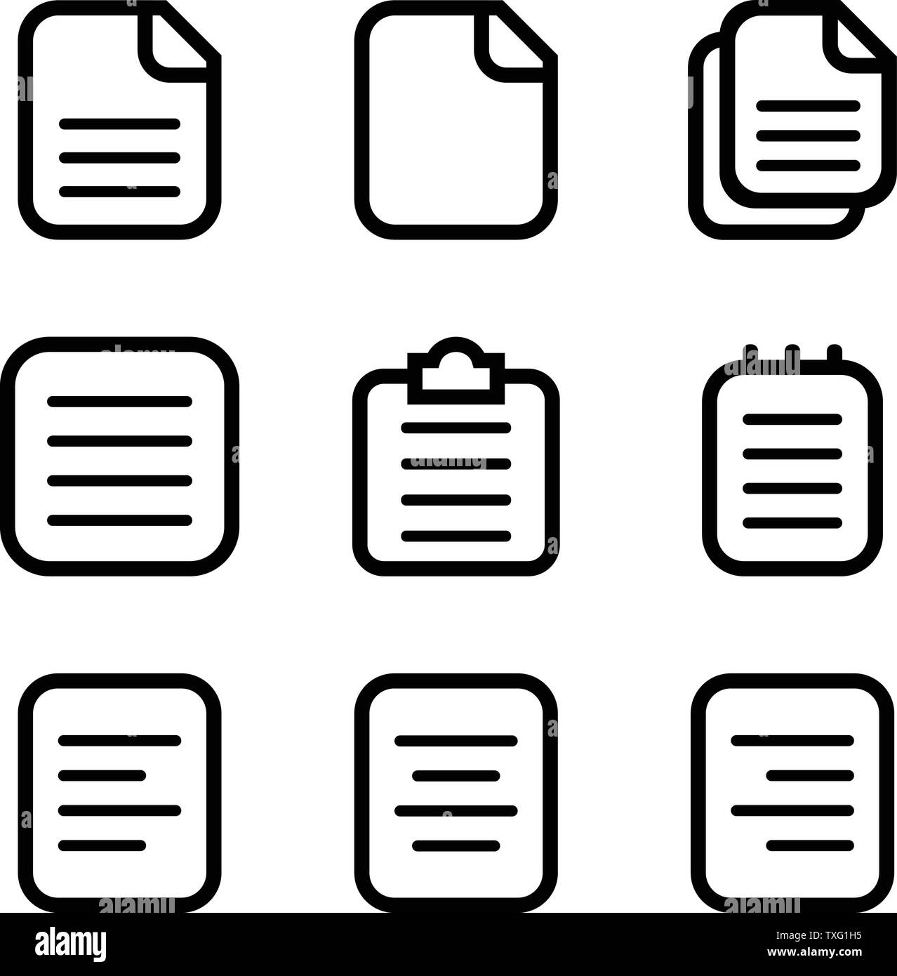 Set of Paper Icons, Document Icons isolated on white background. Vector ...