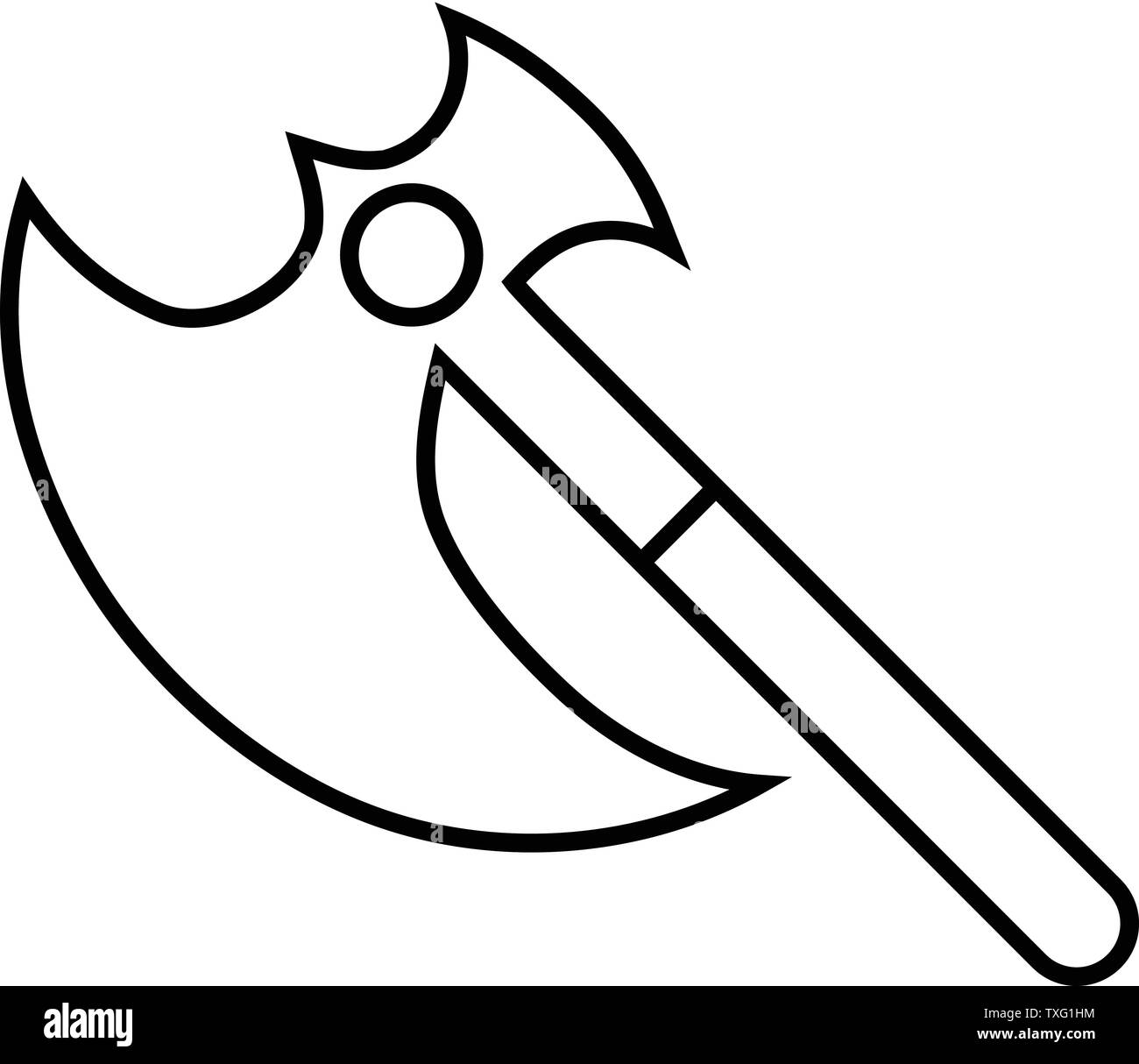 Icon outline silhouette of axe isolated on white background. Sign ...