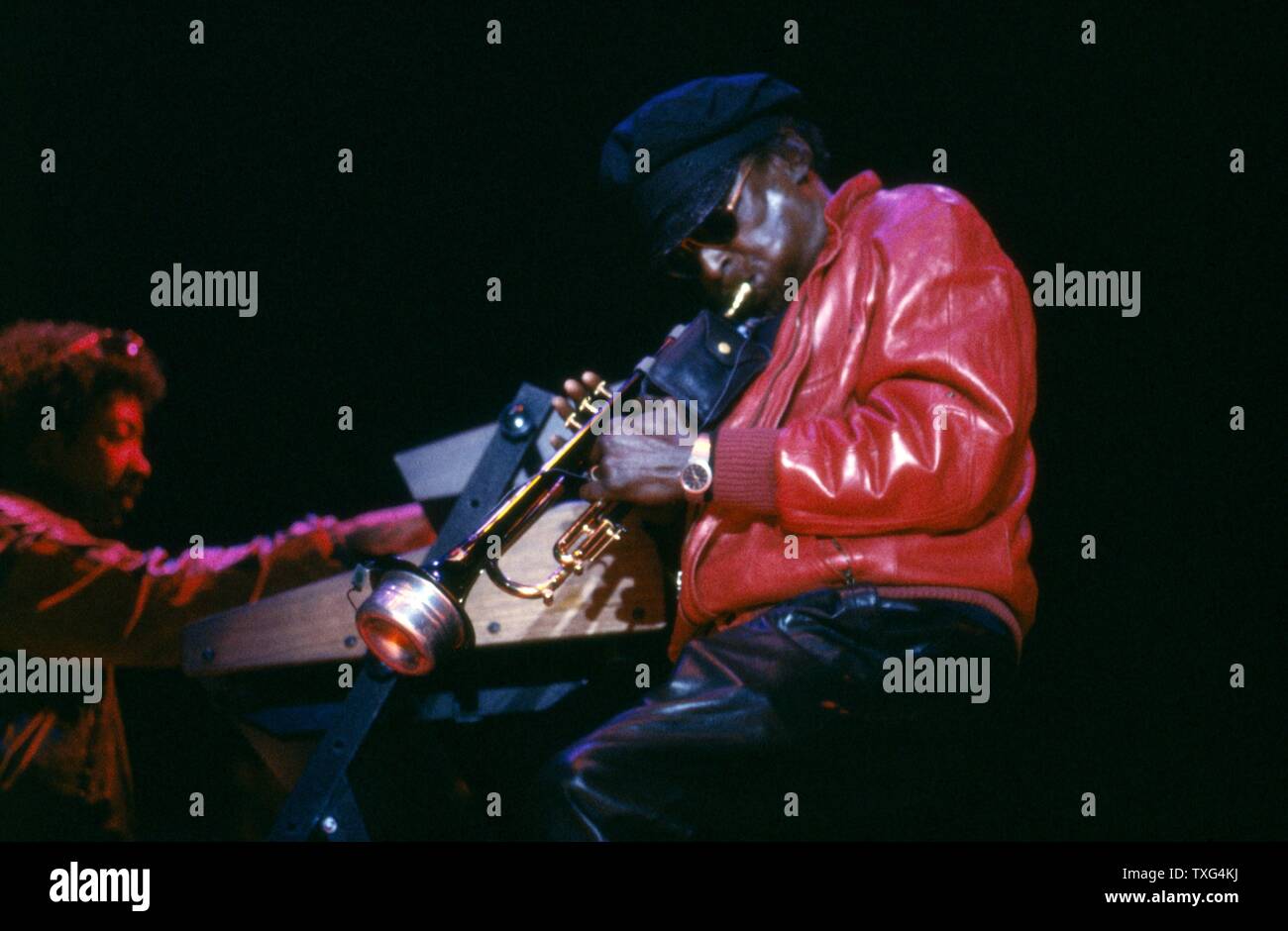 American trumpeter and jazz composer Miles Davis on stage at the Palais ...