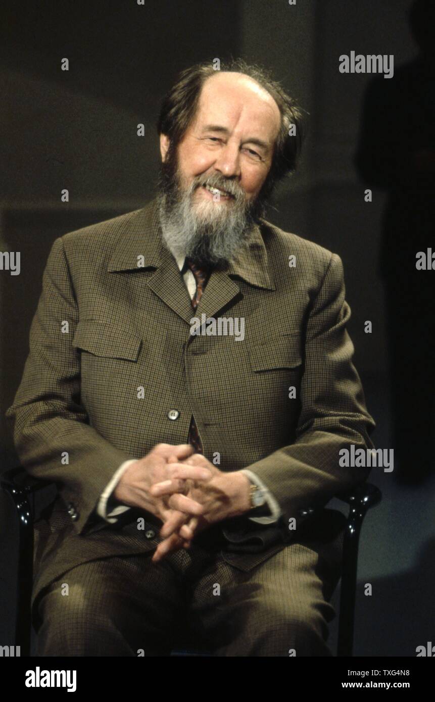 Russian dissident writer Aleksandr Solzhenitsyn on the set of the ...