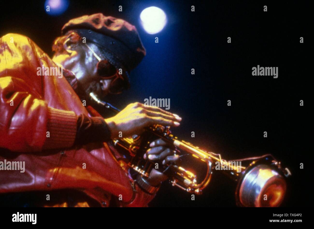 American trumpeter and jazz composer Miles Davis on stage at the Palais ...