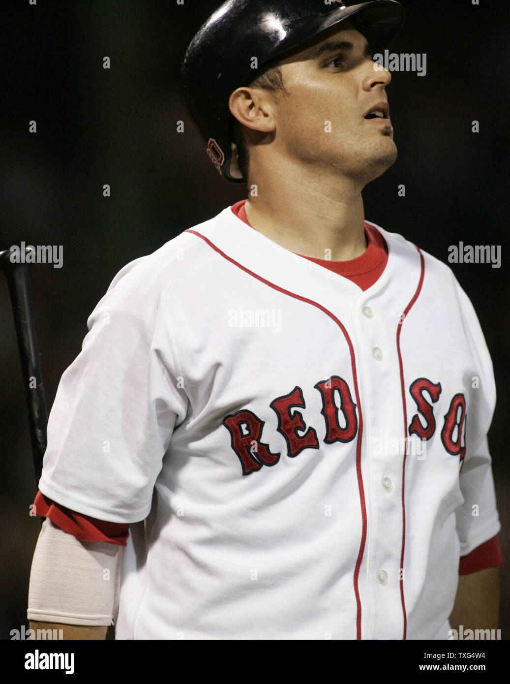 Boston Red Sox's Kevin Cash (30) reacts after striking out in the ...