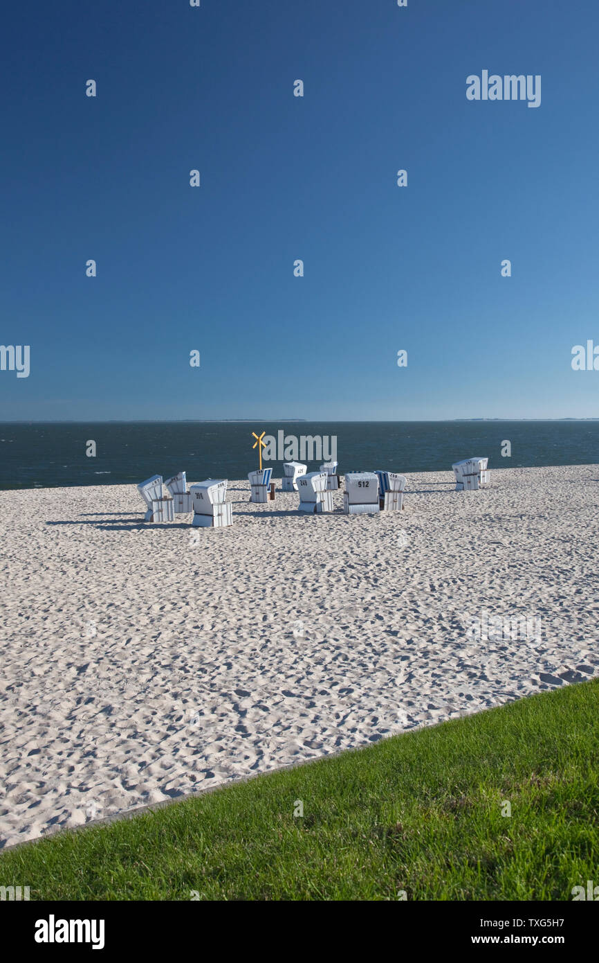geography / travel, Germany, Schleswig-Holstein, beach chair at beach ...