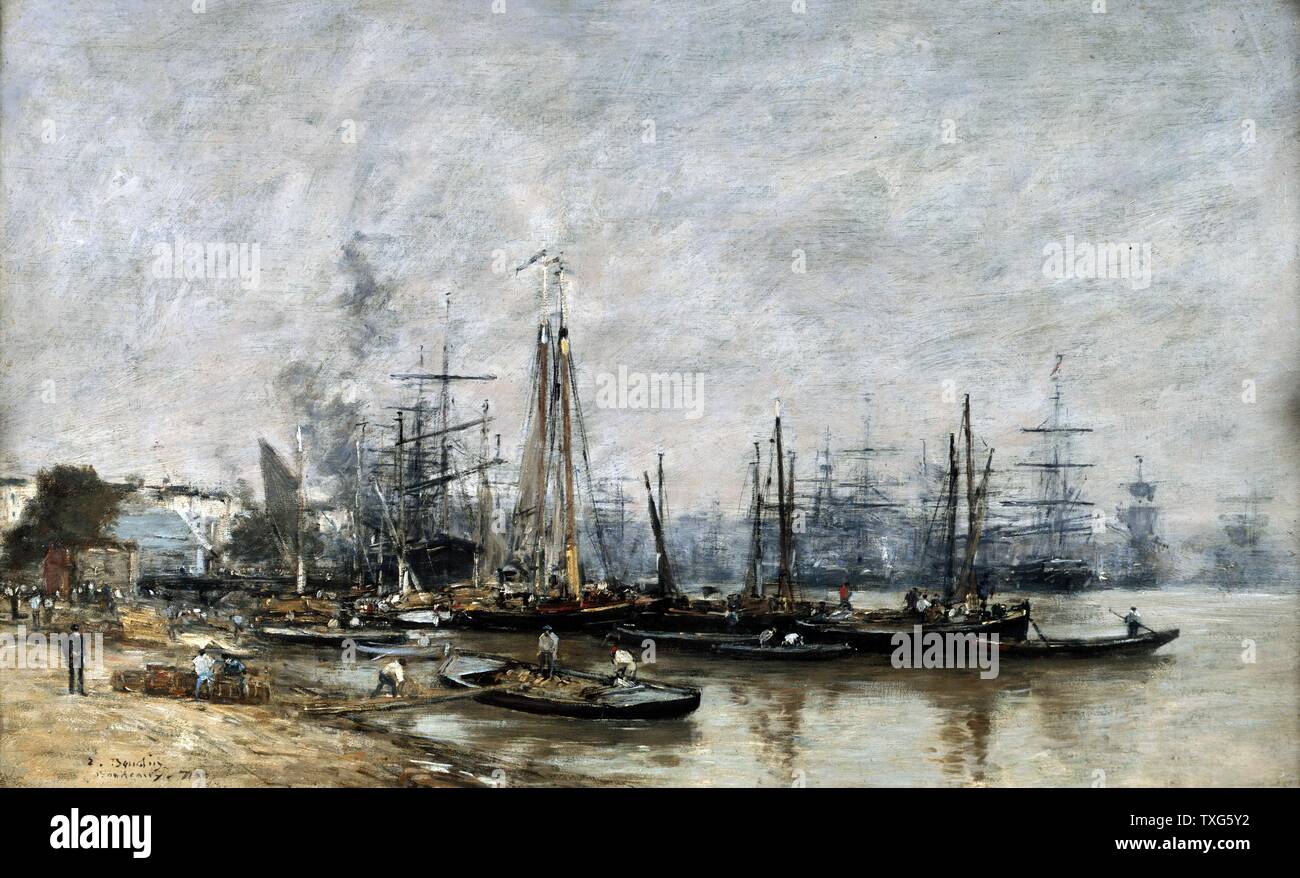 Eugene Boudin French school The Port of Bordeaux Oil on canvas Stock ...