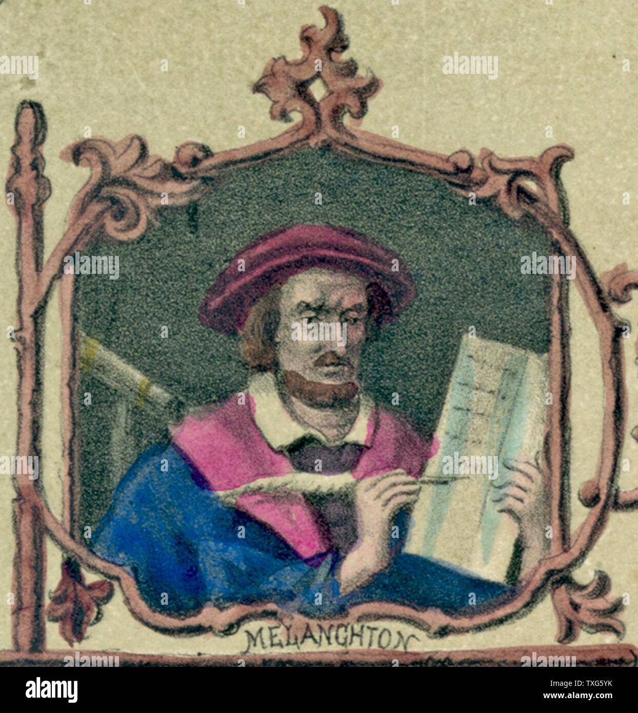 Philip Melanchthon, German Protestant reformer Coloured lithograph ...