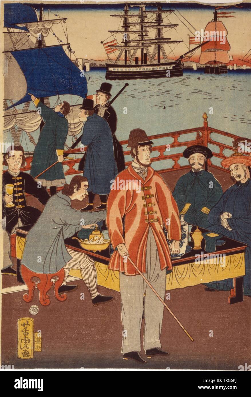 Utagawa Yoshitora Japanese school One print of triptych showing ...