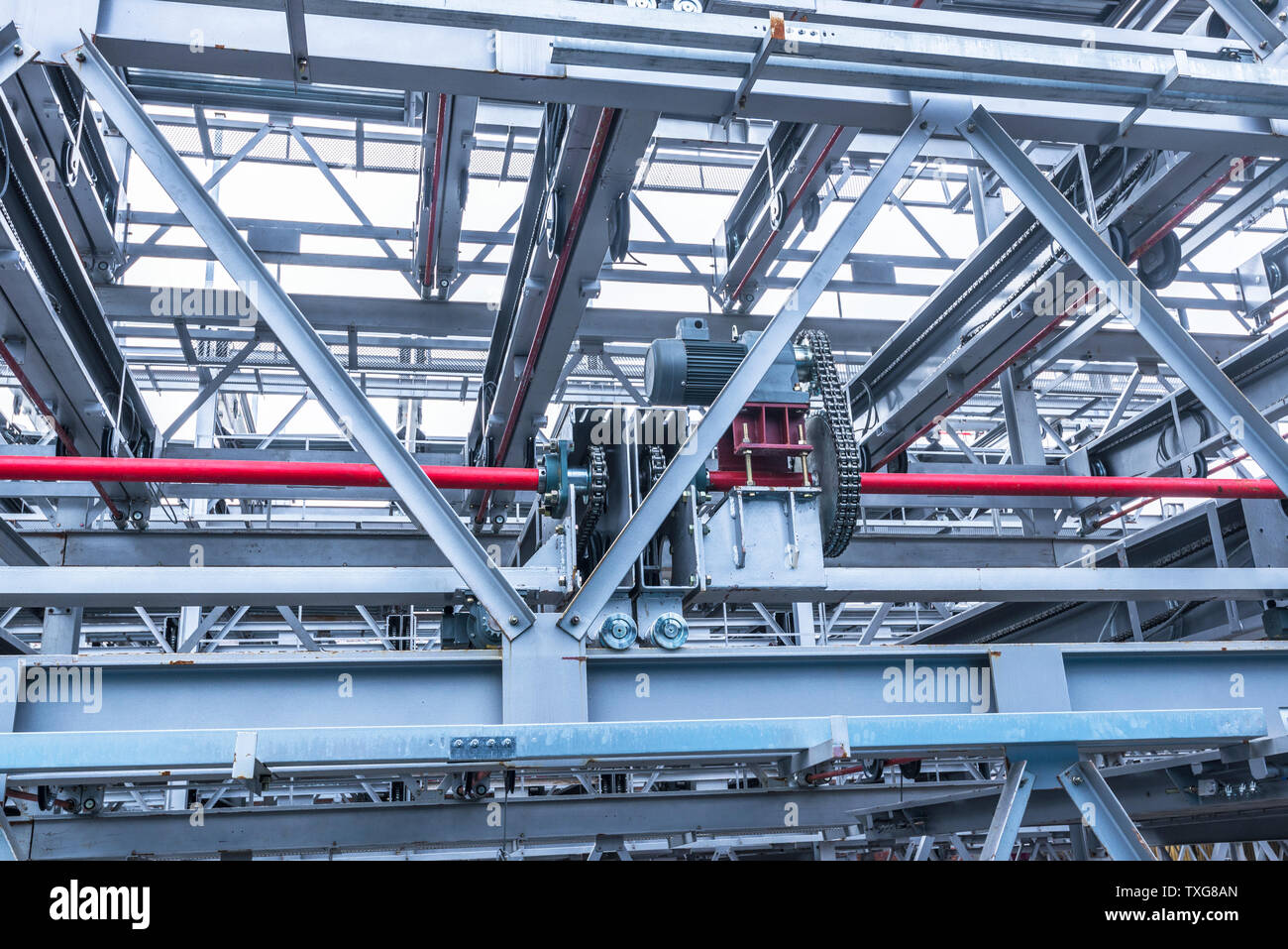 Modern steel structure three-dimensional parking lot Stock Photo - Alamy