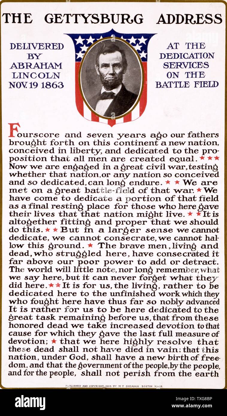 Text of The Gettysburg Address delivered by Abraham Lincoln on 19 ...