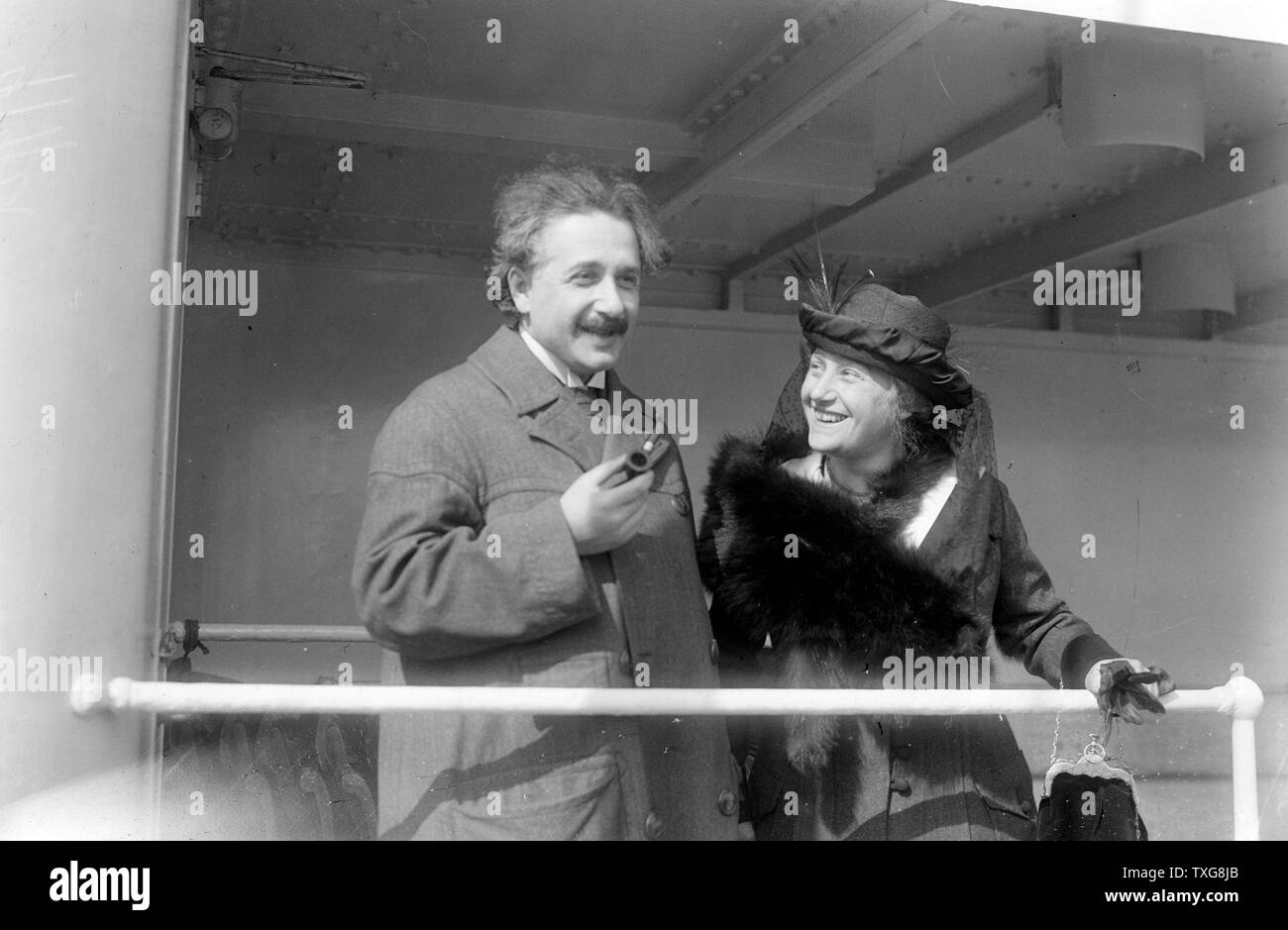 Albert einstein and his wife elsa einstein Black and White Stock Photos ...