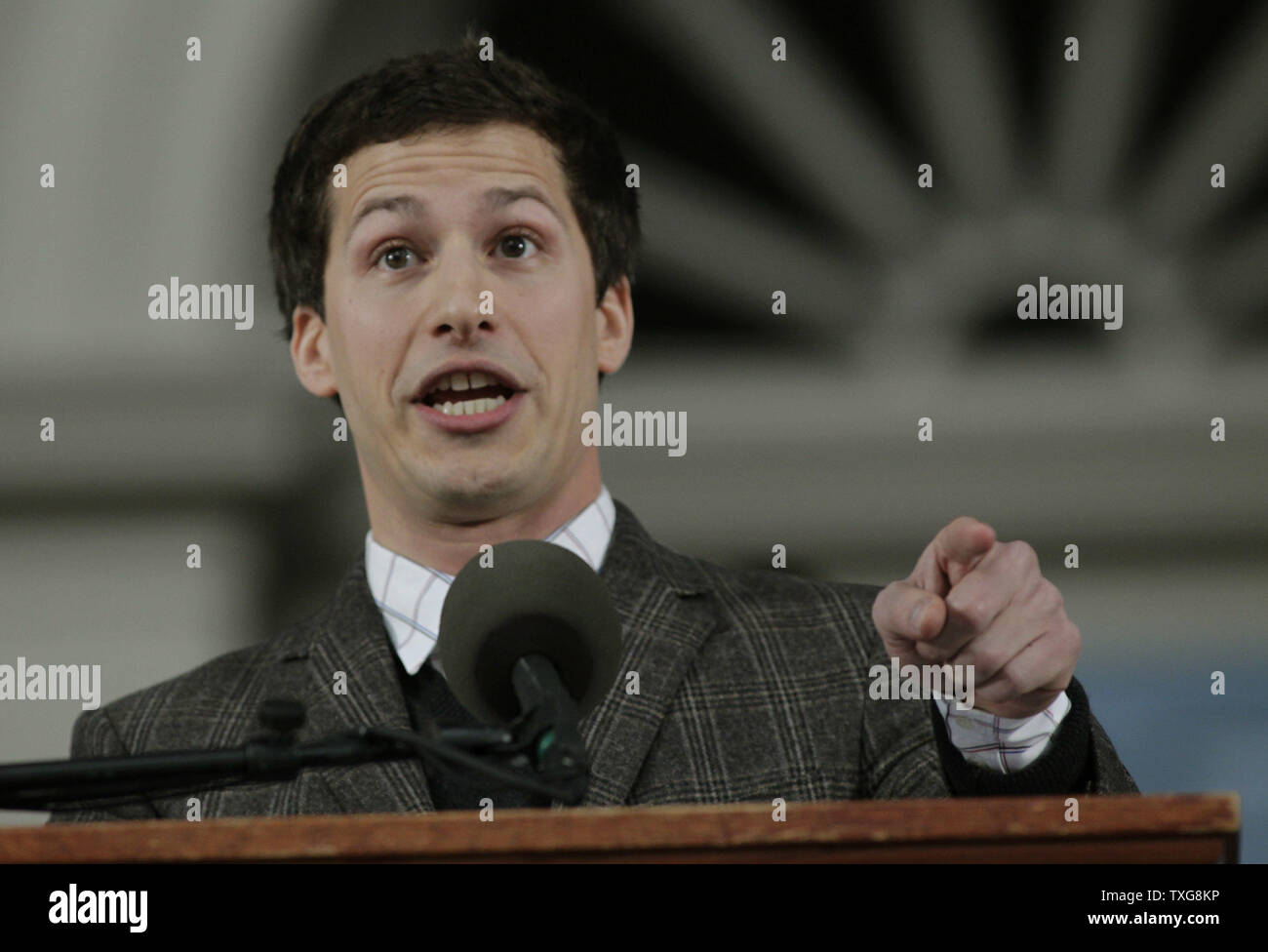 Actor and comedian Andy Samberg speaks at the 2012 Harvard College ...