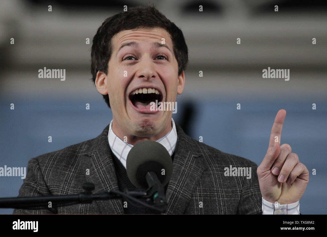 Actor and comedian Andy Samberg speaks at the 2012 Harvard College ...