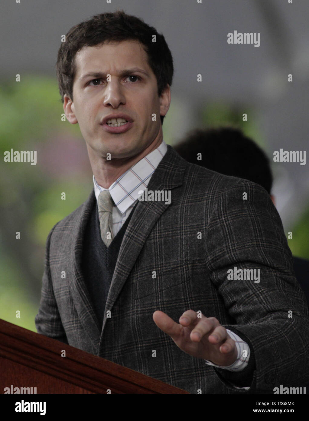 Actor and comedian Andy Samberg speaks at the 2012 Harvard College ...
