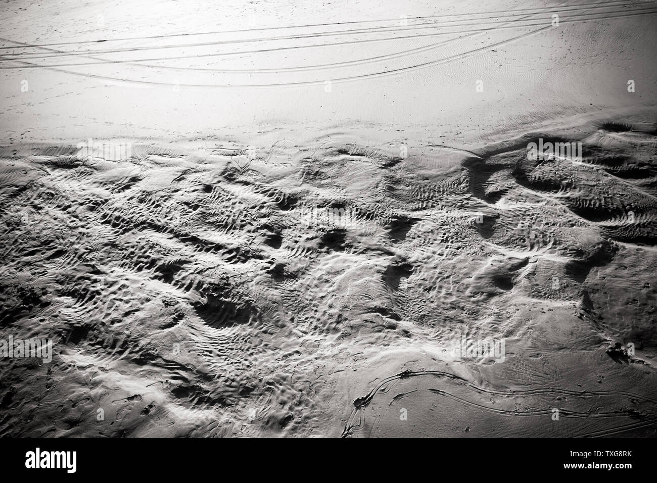 Patterns in the sand, natural background in black and white Stock Photo ...