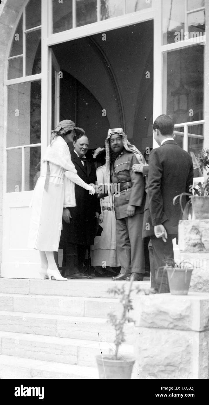 Emir Abdullah of Transjordan on the steps of Government House ...