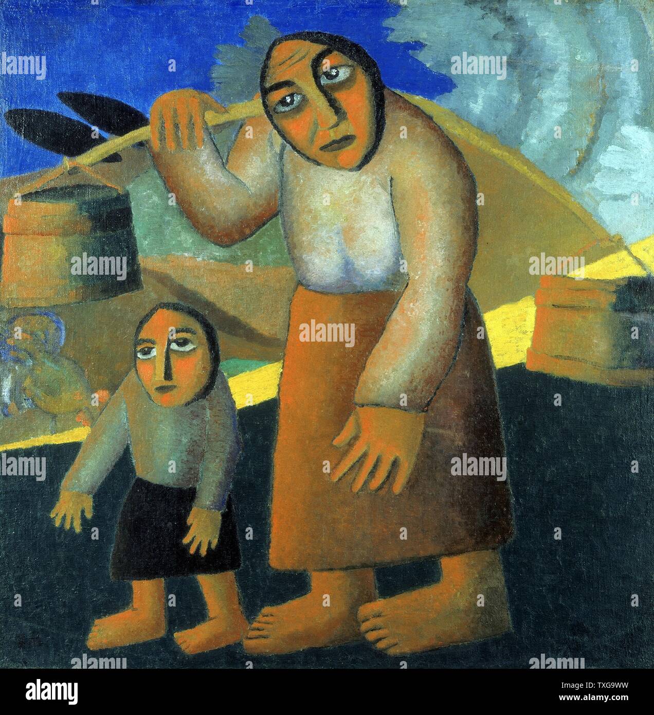Kazimir Malevich Russian school Peasant Woman with Buckets and Child ...