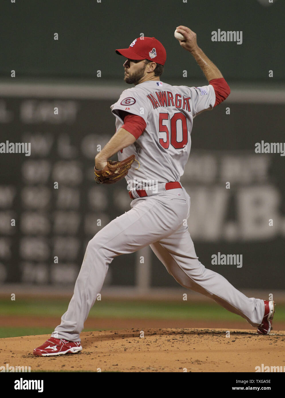 St. Louis Cardinals pitcher Adam Wainwright throws to the Boston Red ...