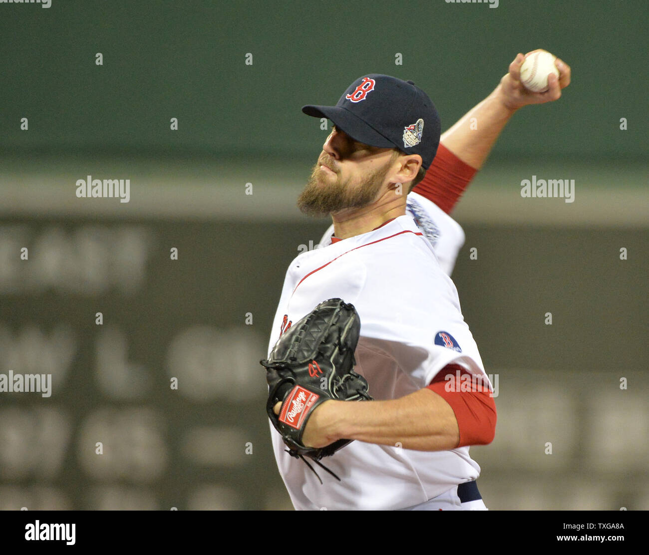 Boston Red Sox starting pitcher John Lackey throws against the St ...