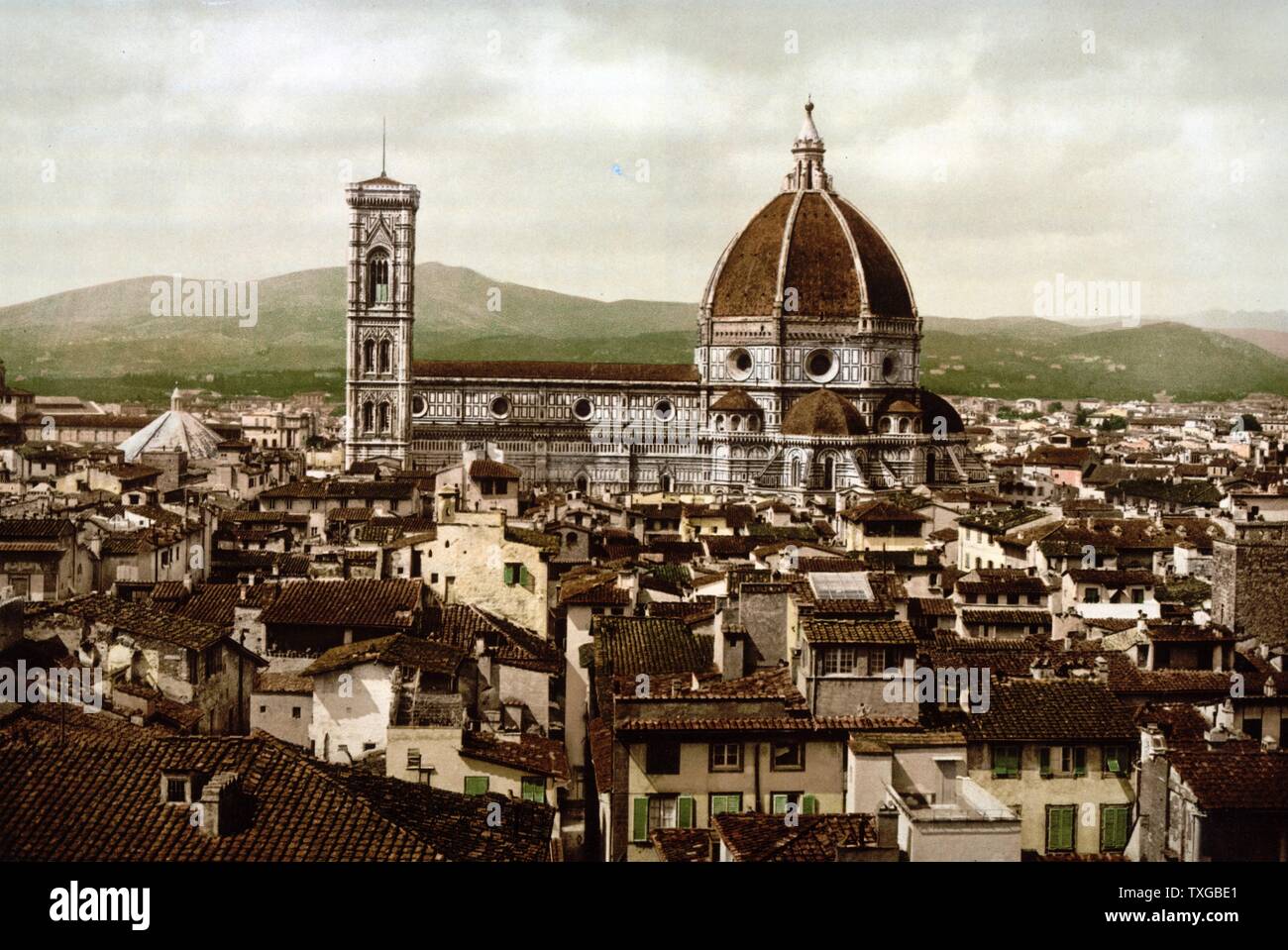 Duomo Cathedral, panoramic view from Vecchio Palace, Florence, Italy ...
