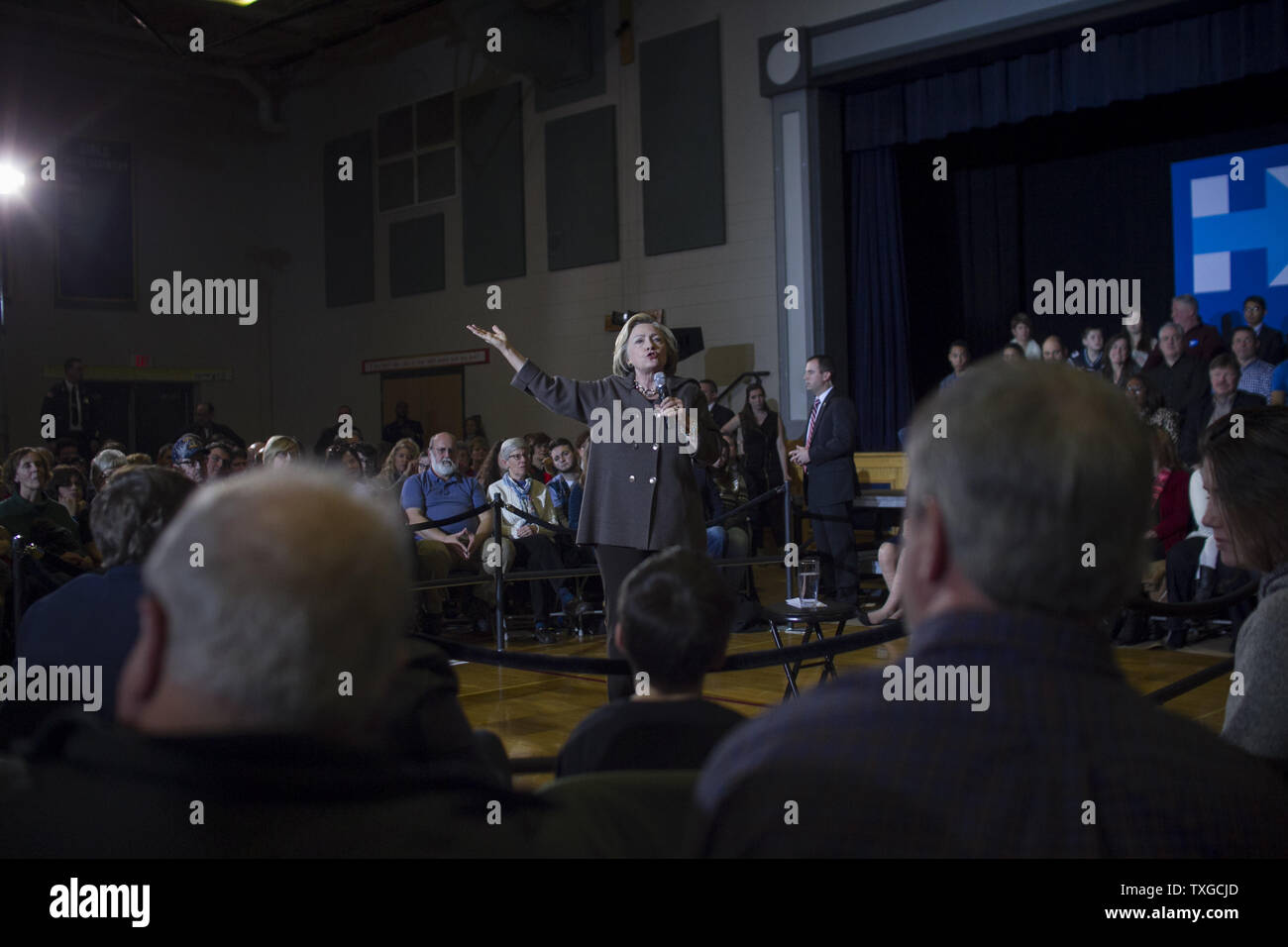Democratic candidate for President, Hillary Clinton, answers a question ...