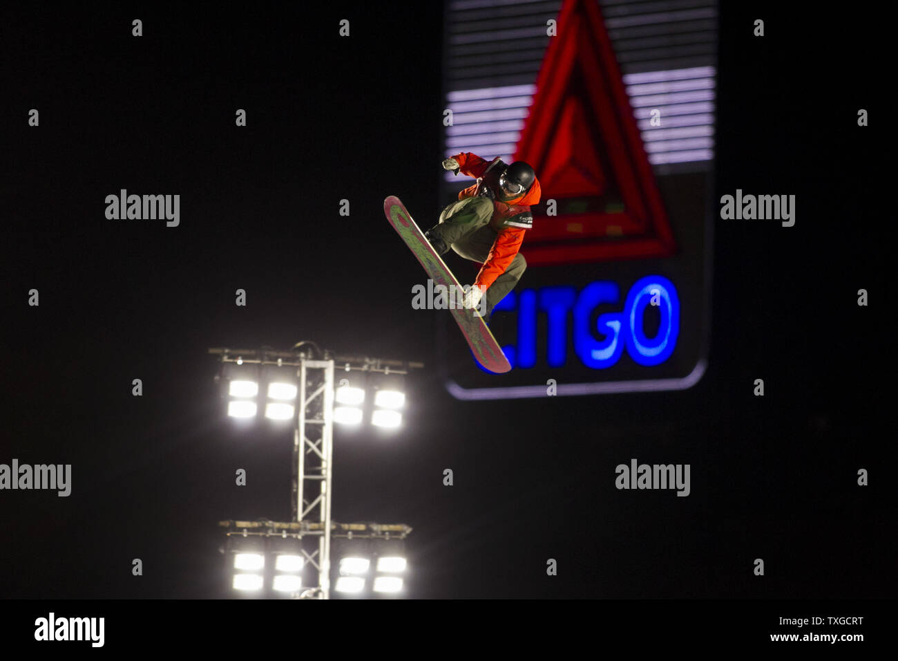 Michael Schaerer of Switzerland launches off the ramp during practice ...