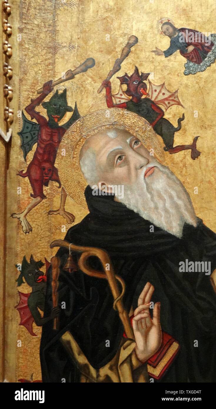 Painting depicting Saint Anthony being tormented by demons by Joan Desí ...