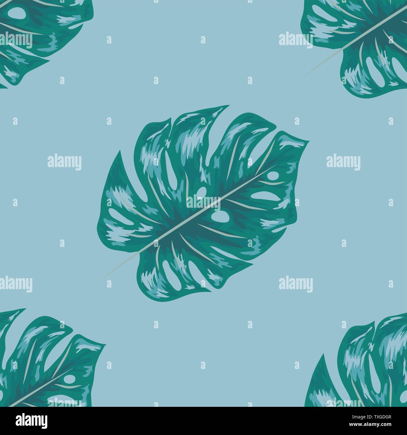 Tropical Leaf Design Featuring Blue Monstera Plant Leaves Seamless tropical-leaf-design-featuring-blue-monstera-plant-leaves-seamless