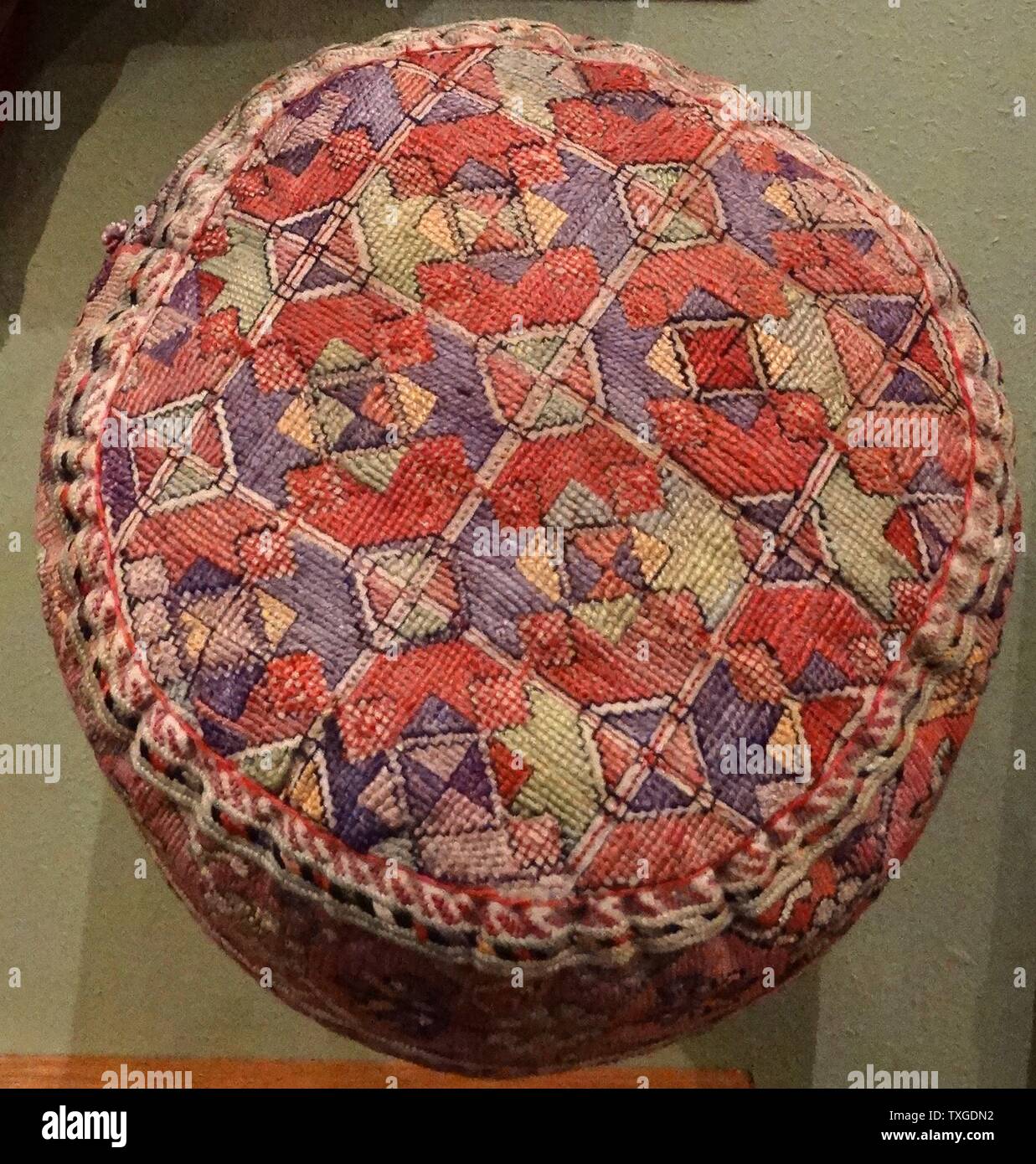 Hand embroidered cap from Chitral, North Pakistan. Dated 1938 Stock ...