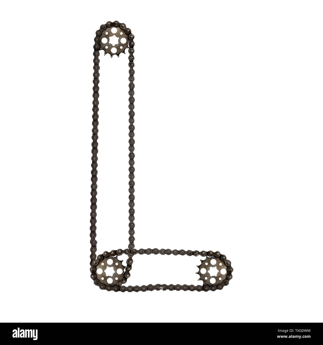 Steampunk alphabet font letter L from chain gear. Typography characters ...