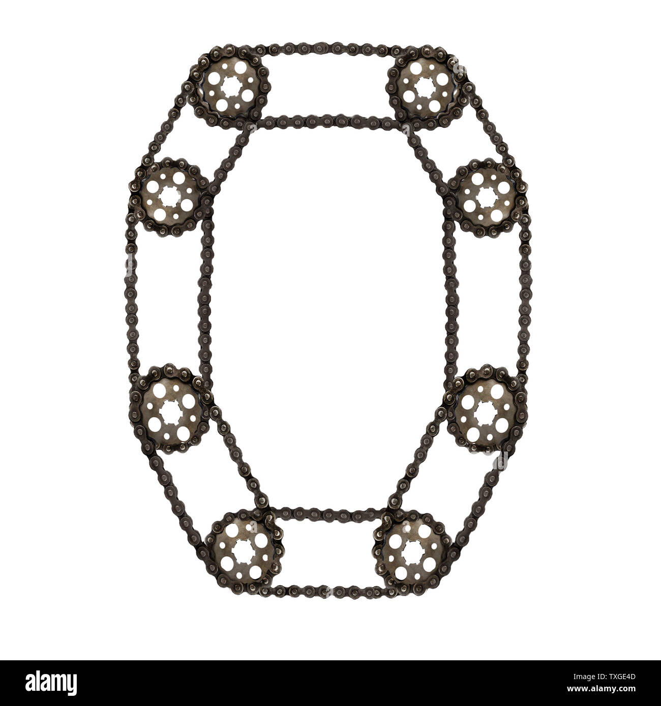 Steampunk alphabet font letter O from chain gear. Typography characters ...