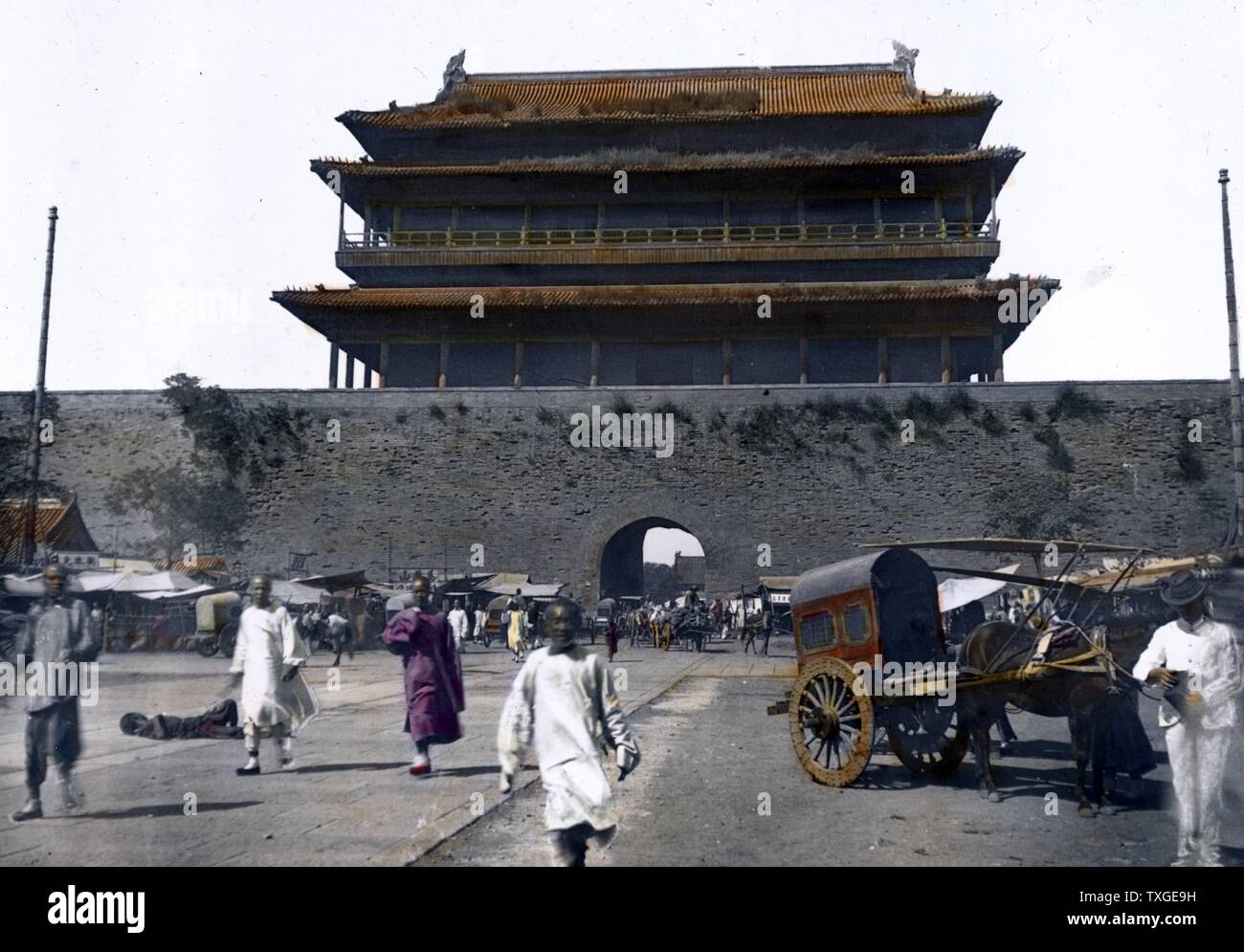 Hand-coloured photograph of the gateway leading toward the Emperor's ...