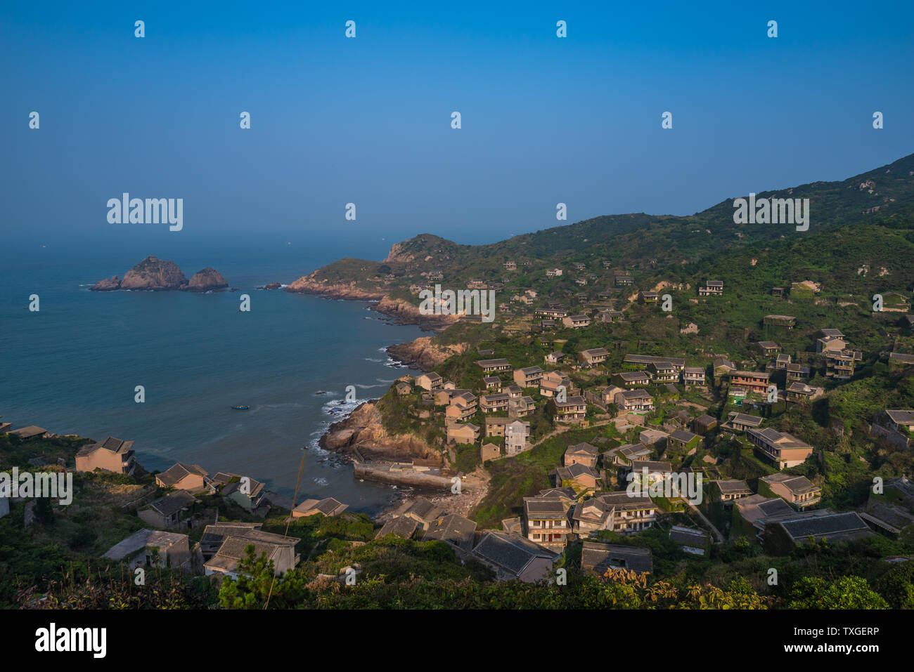 Sea view of unmanned village Stock Photo - Alamy
